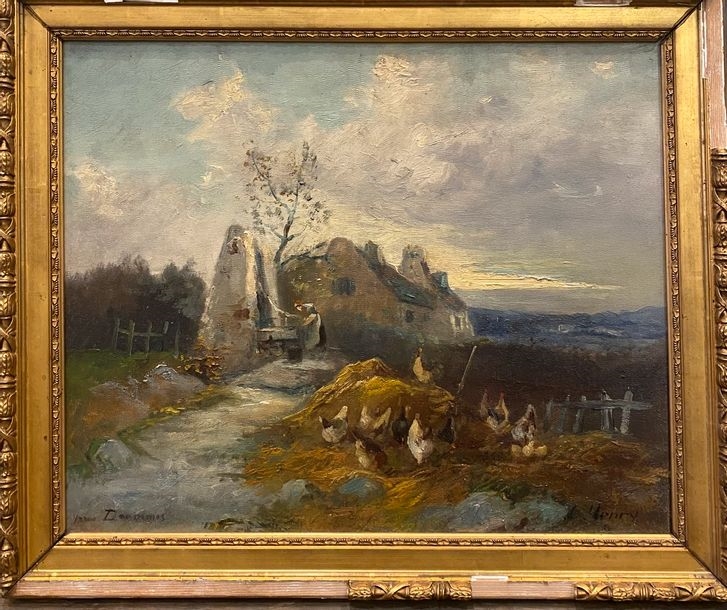 L. Henry | Farmer and her hens | MutualArt