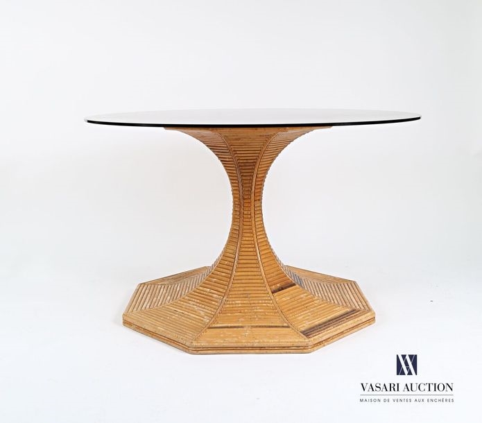 Vivai Del Sud | Round table in bamboo and rattan, the base in diabolo ...