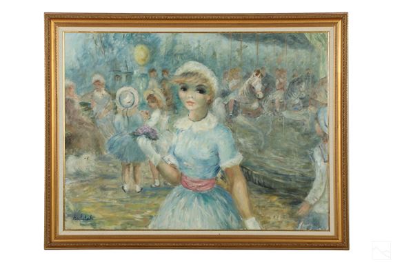Huldah Cherry Jeffe | Huldah C Jeffe 1901-2001 Le Carousel Oil Painting ...