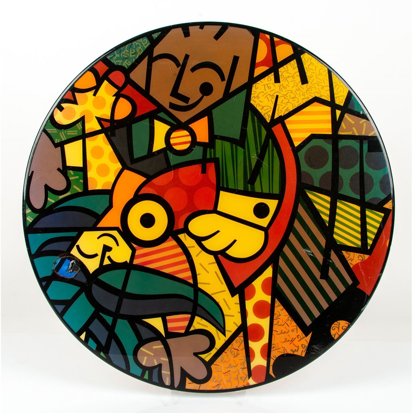 Romero Britto | Modern Pop Art Round Table Top | MutualArt