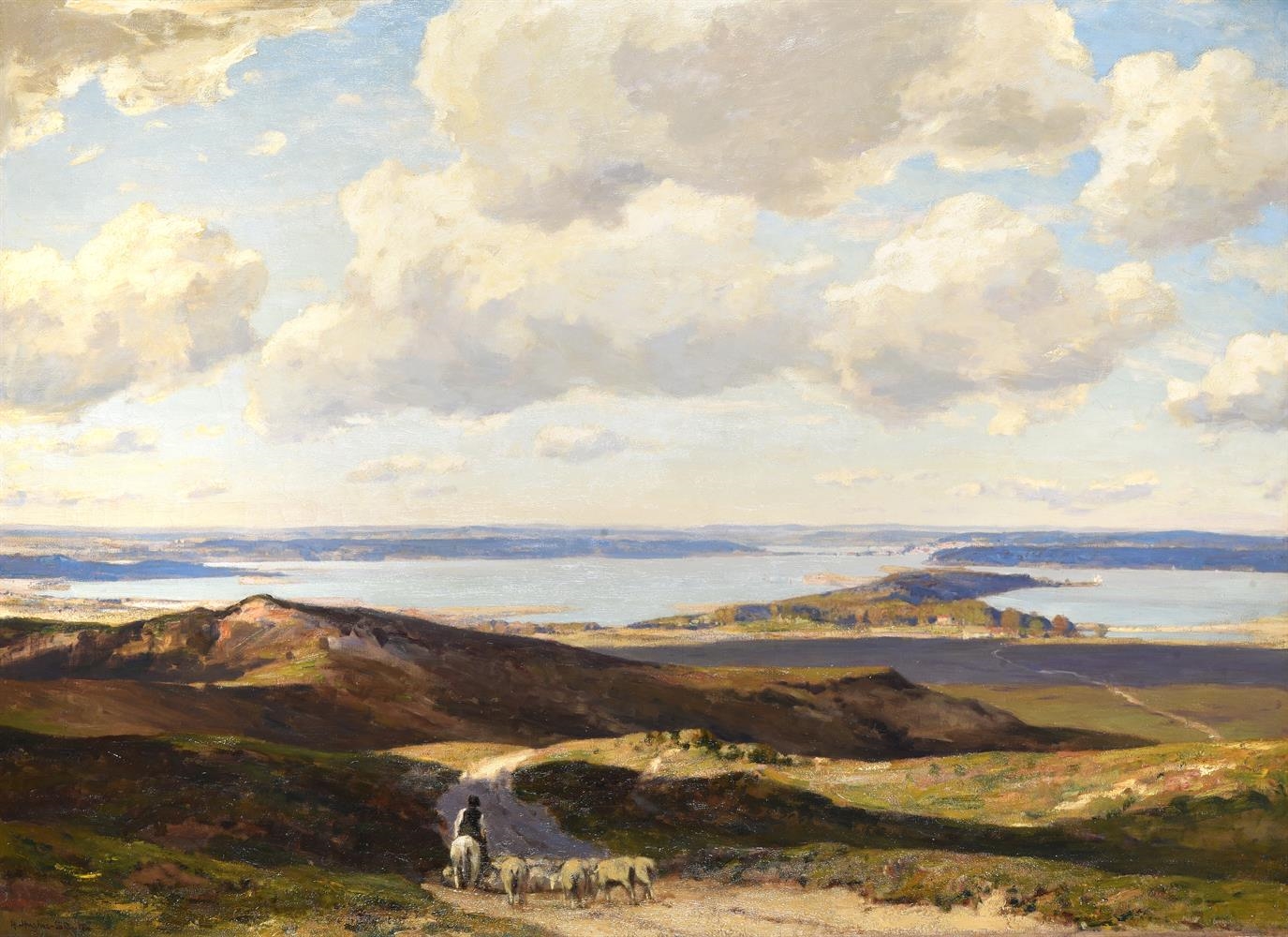 Herbert Edwin Pelham Hughes-Stanton | STUDLAND BAY WITH POOLE HARBOUR ...