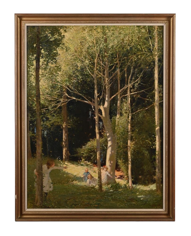 Harry Watson | CHILDREN PLAYING IN A SUNLIT WOOD | MutualArt