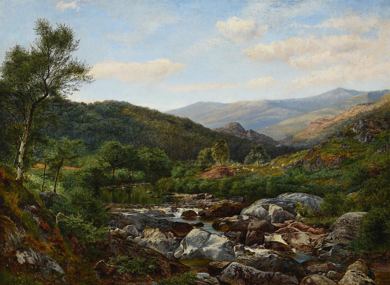 Benjamin Williams Leader | ON THE RIVER LLUGWY BELOW CAPEL CURIG ...