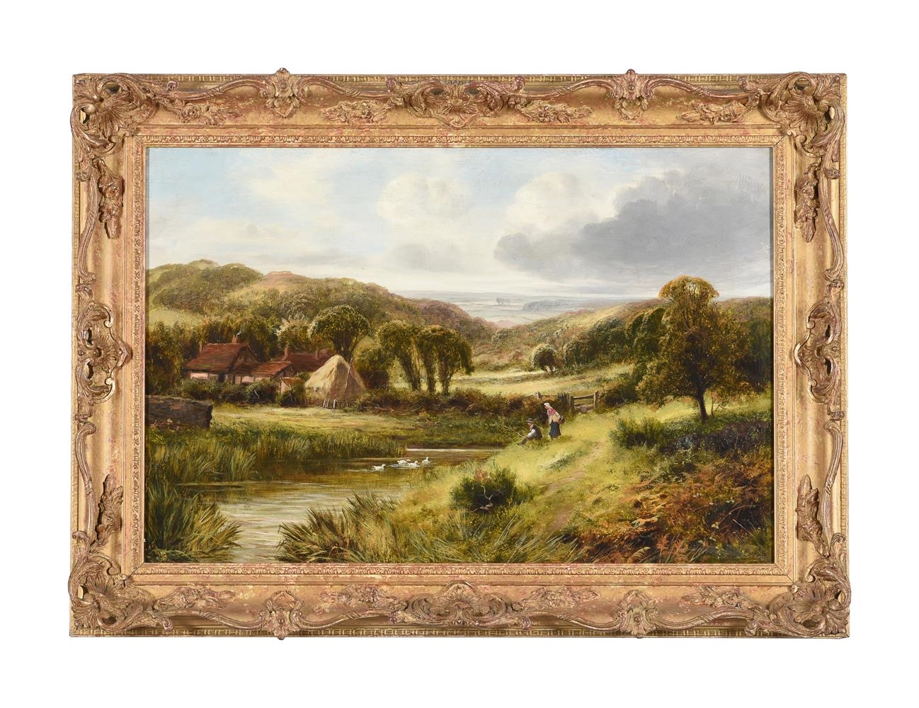 Frederick Carlton | FIGURES BY A STREAM IN A VALLEY LANDSCAPE | MutualArt