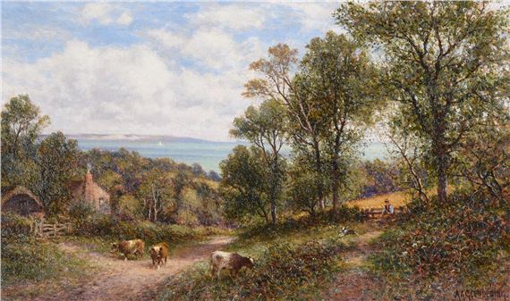 Alfred Augustus Glendening, Sr. | A PAIR OF LANDSCAPES WITH A SHEPHERD ...