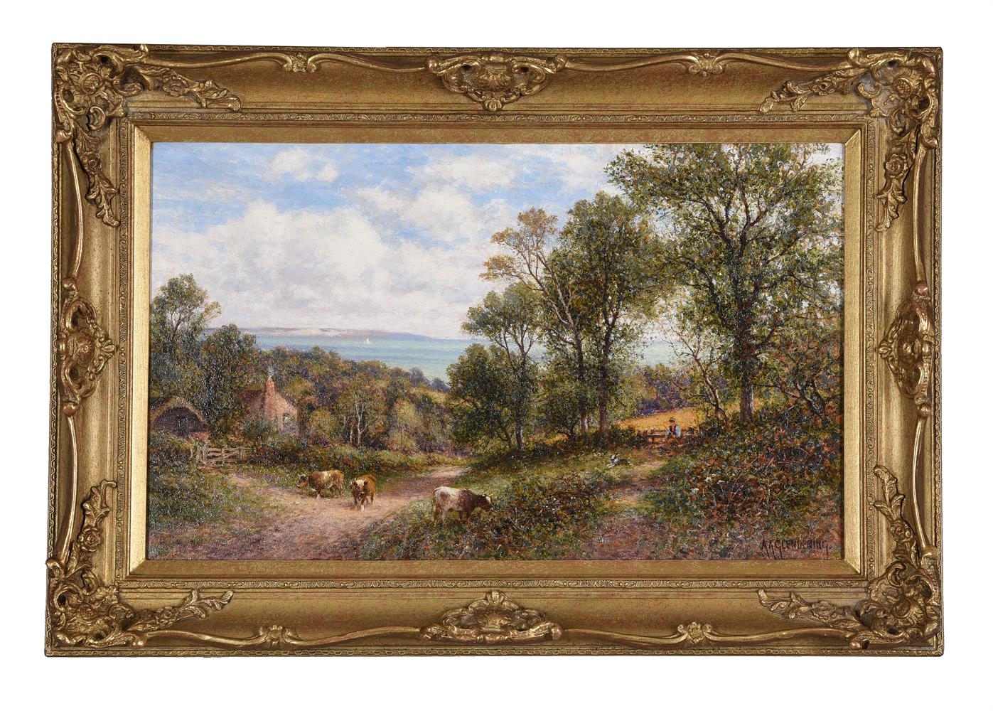 Alfred Augustus Glendening, Sr. | A PAIR OF LANDSCAPES WITH A SHEPHERD ...