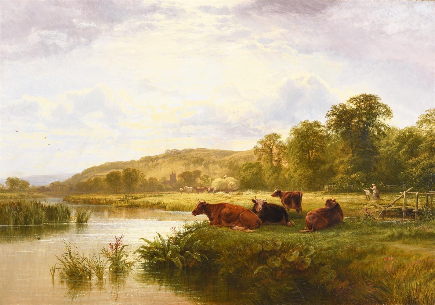 George Cole | CATTLE IN A RIVER LANDSCAPE (1874) | MutualArt