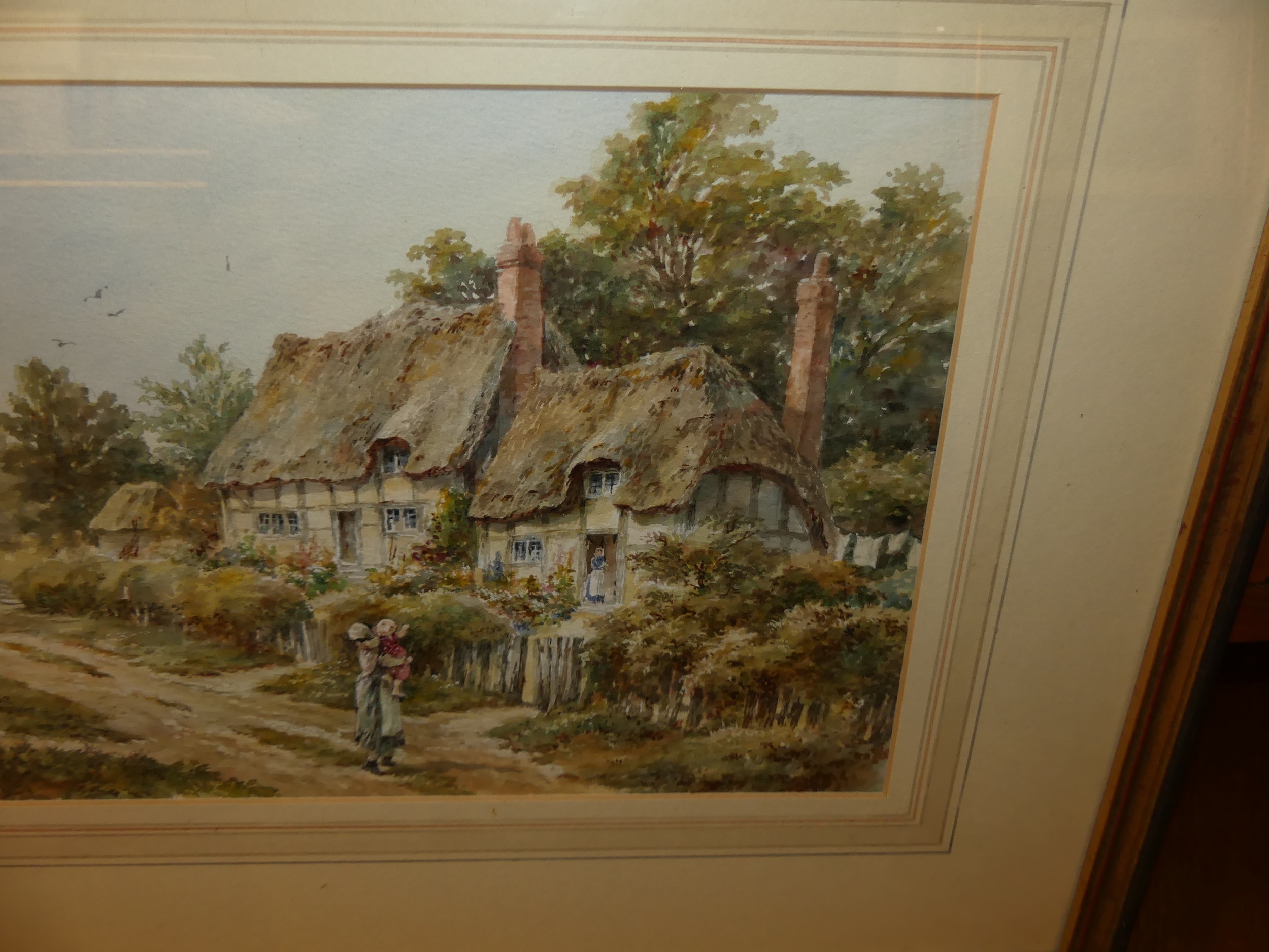 Edward Swan | - Mother and daughter outside a timbered thatched cottage ...