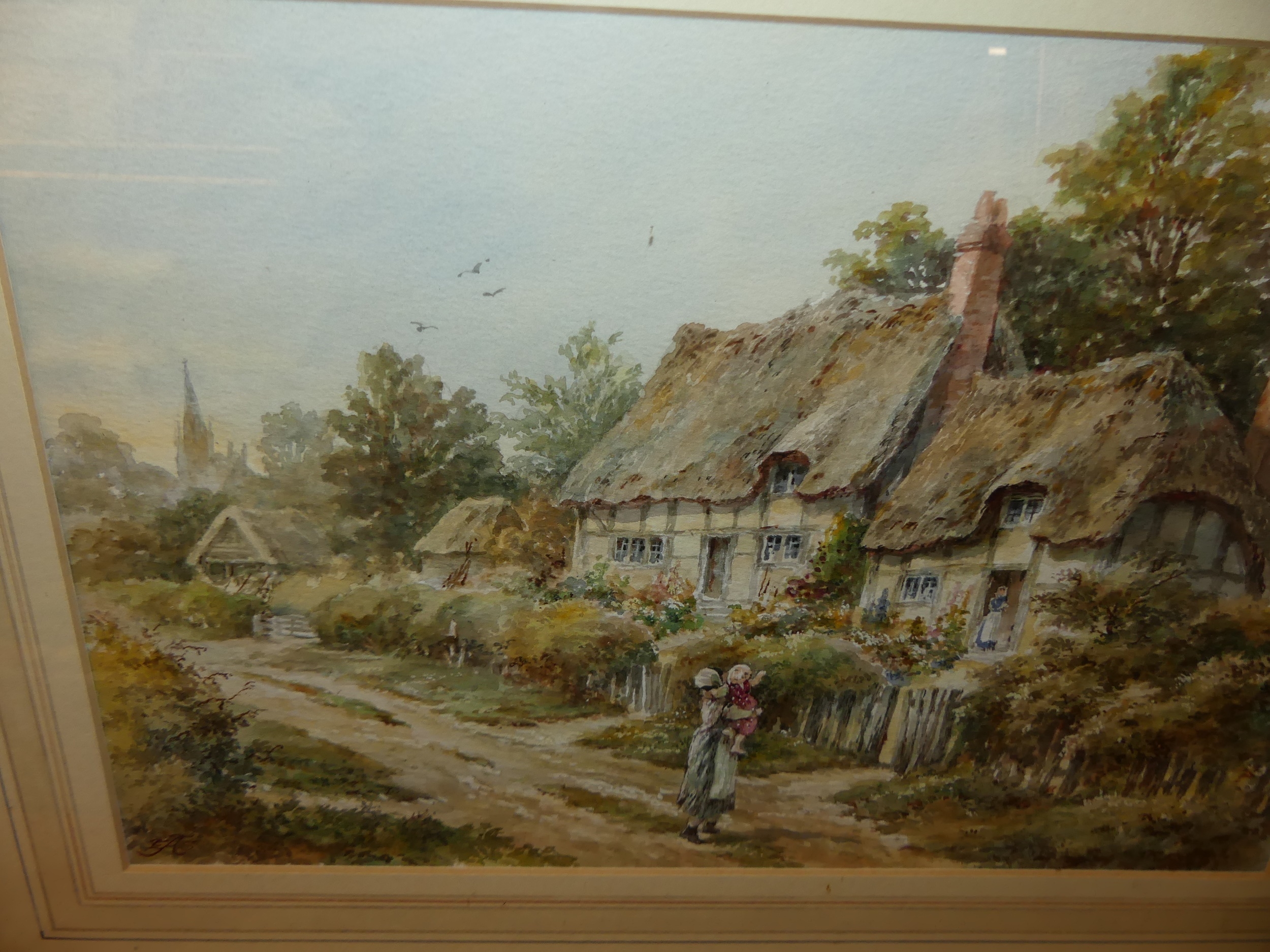Edward Swan | - Mother and daughter outside a timbered thatched cottage ...