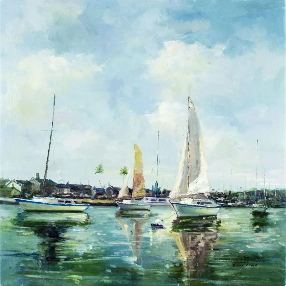 Oscar Harrison Clark | Harbor with Sailboats | MutualArt
