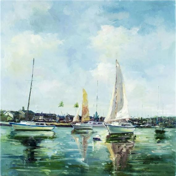Oscar Harrison Clark | Harbor with Sailboats | MutualArt
