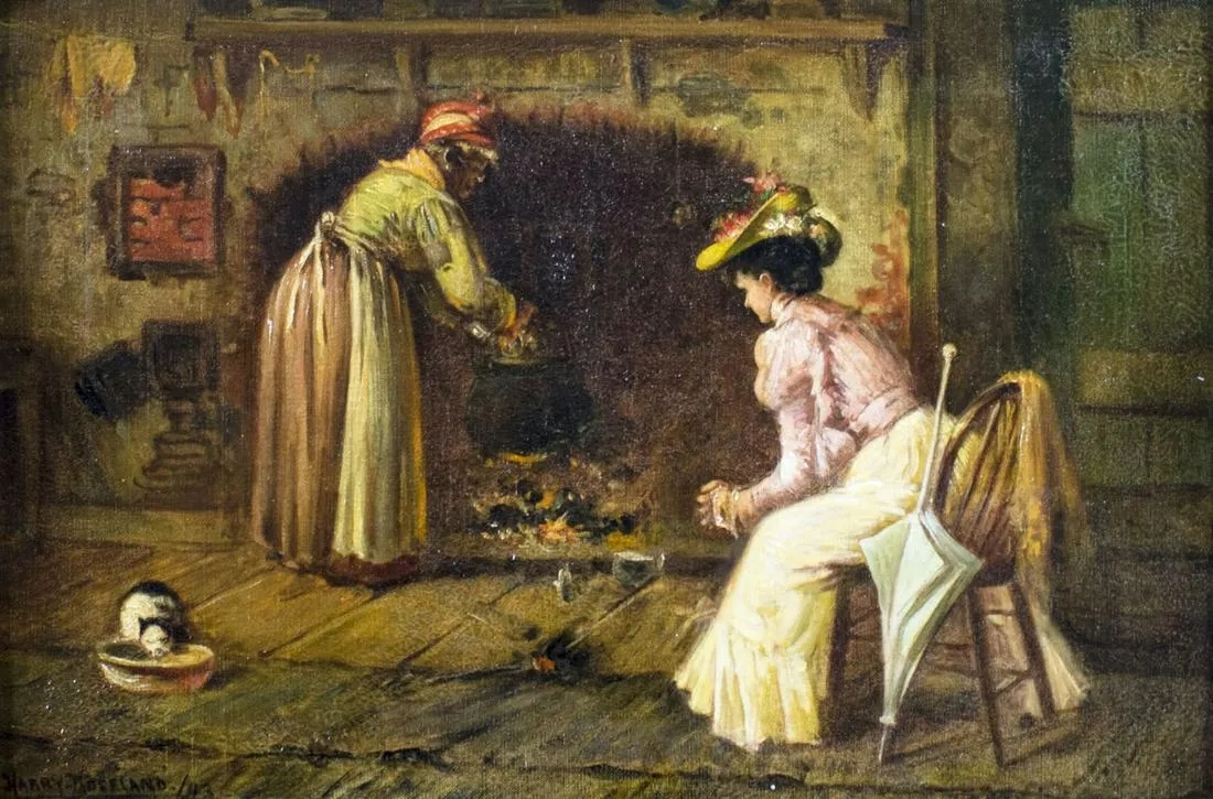 Harry Herman Roseland | Interior Scene with Two Women by Fire | MutualArt