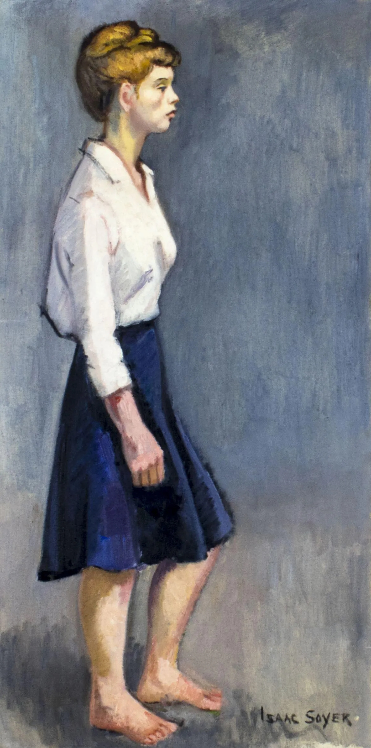 Isaac Soyer | Barefoot Woman in Blue Skirt | MutualArt