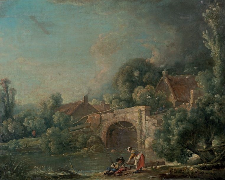 François Boucher | 1 - Landscape with a dovecote. (1770) | MutualArt