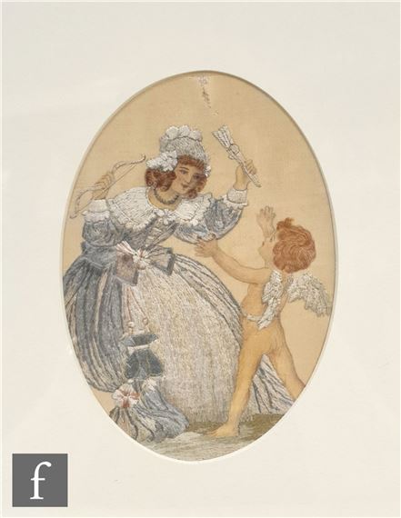 Kate Greenaway | An early 20th Century oval silk needlework in the ...