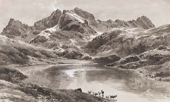 Edward Theodore Compton | Zürsersee gegen die Wildgrubenspitze (1905 ...