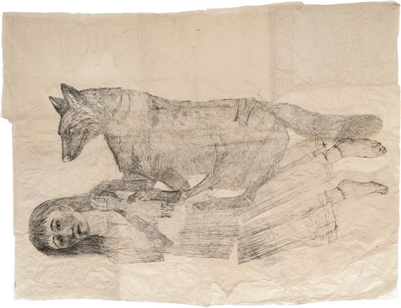 Kiki Smith | Sleeping woman with lying wolf (2004) | MutualArt