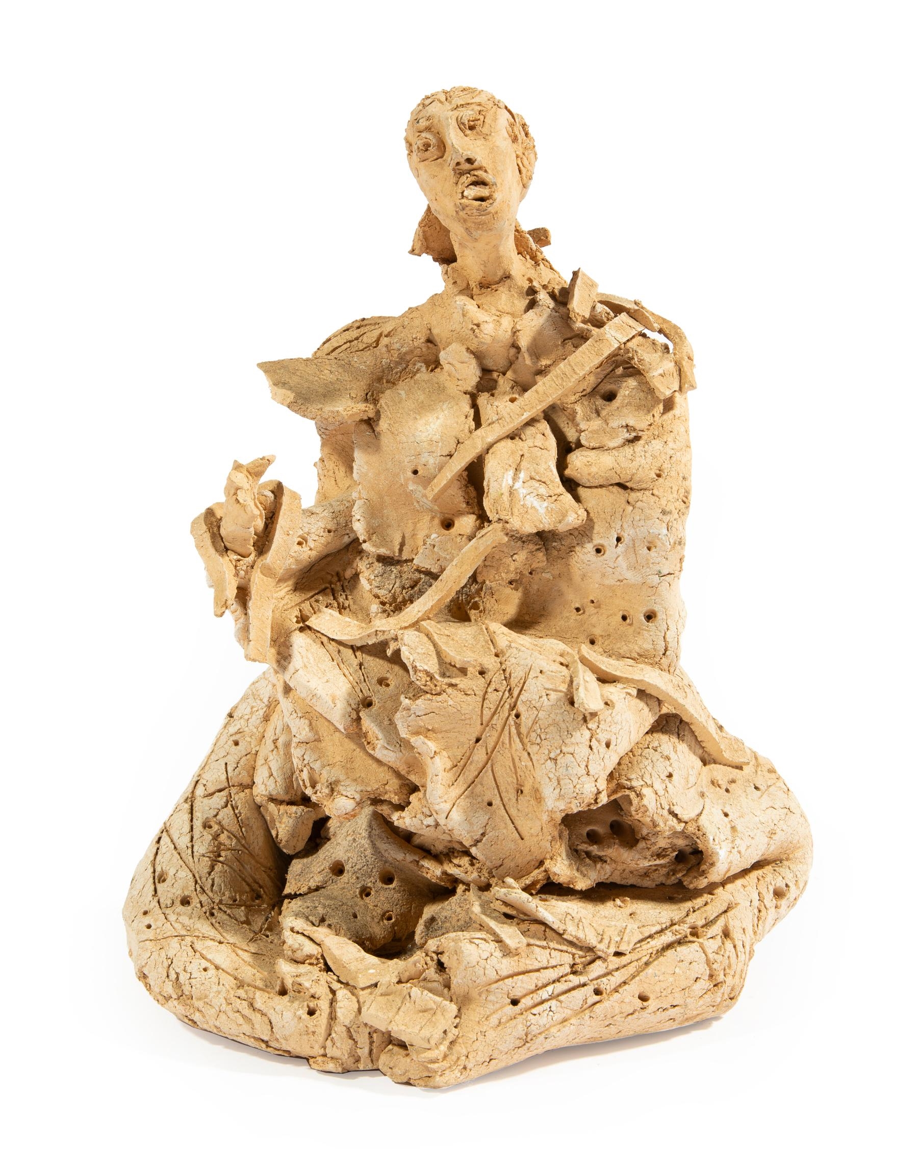 Mario Villa | Mario Villa Unglazed Pottery Seated Figure | MutualArt