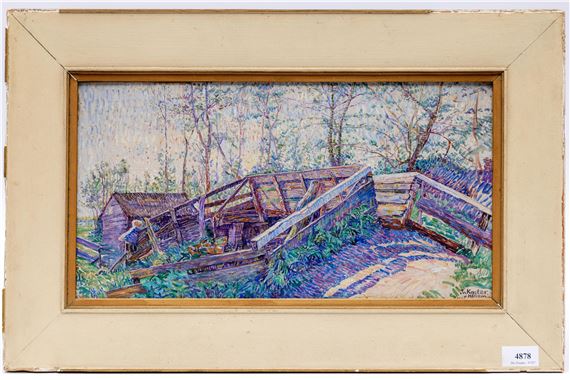 Jo Koster | Spelend meisje bij een brug (1916) | MutualArt