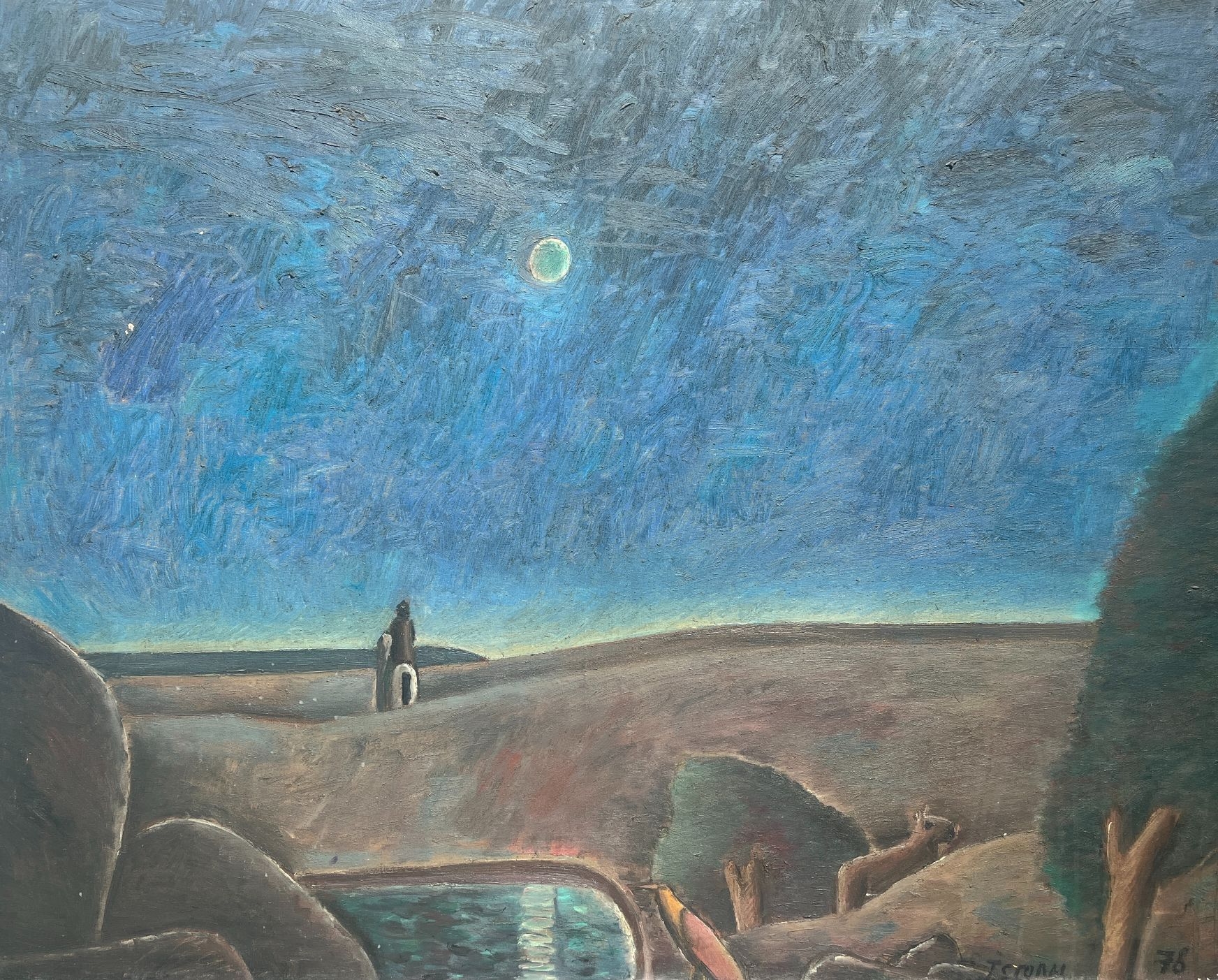 Juan Storm | Paisaje con gaucho y luna (78) | MutualArt