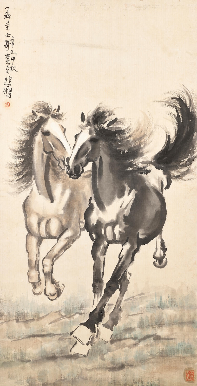 Xu Beihong | Two Galloping Horses (1941) | MutualArt