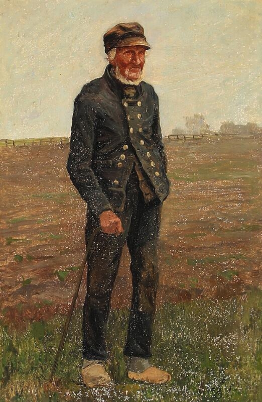 Edvard Petersen | An elderly man standing on the field | MutualArt