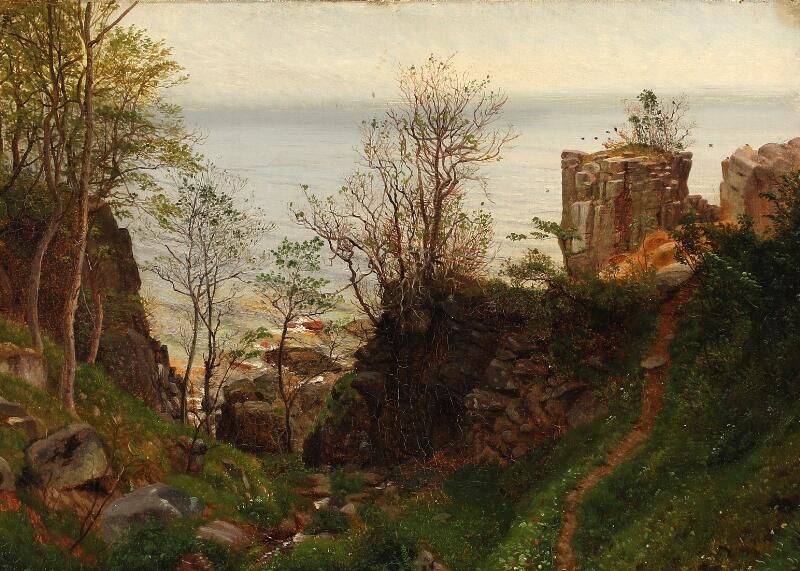 Vilhelm Kyhn | Udsigt over Søen fra Klipperne ved Rø (1871) | MutualArt
