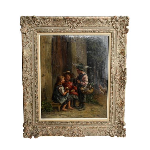 Pietronella Peters | Three children in front of the house | MutualArt