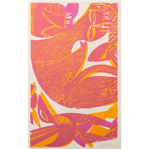 HAP Grieshaber | Cat and Bird | MutualArt