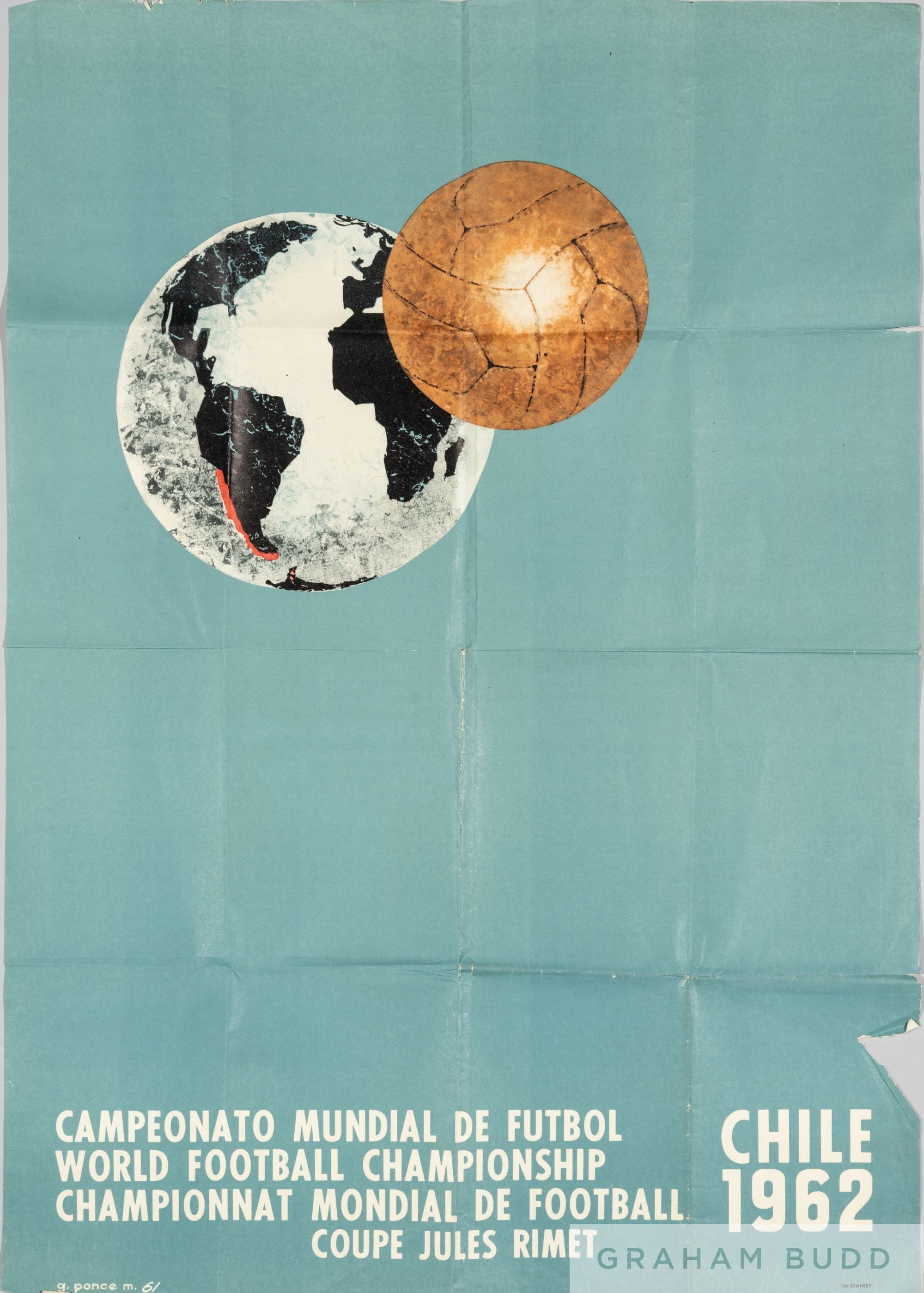 Galvarino Ponce | Rare official poster for the 1962 World Cup in Chile ...