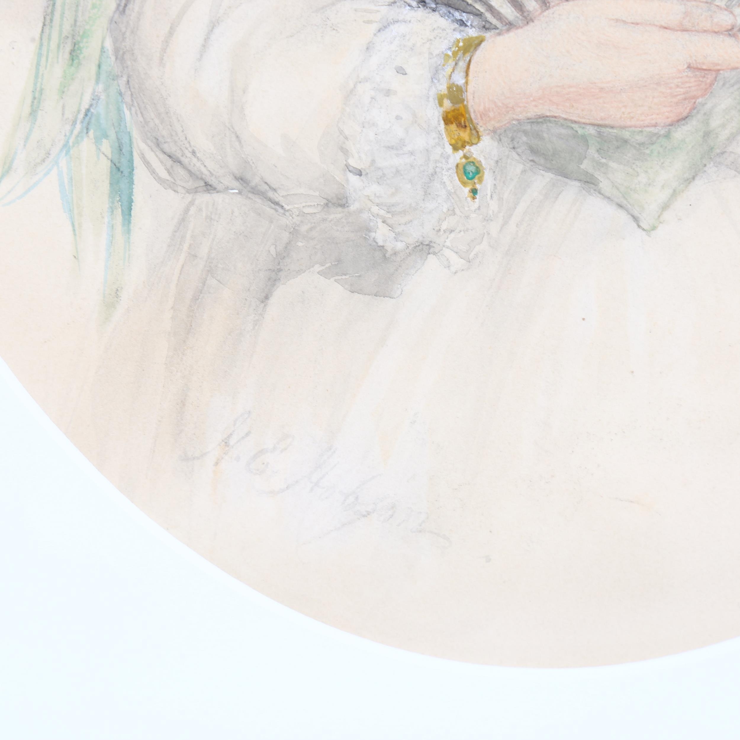 Henry E. Hobson | portrait of a girl with a fan | MutualArt