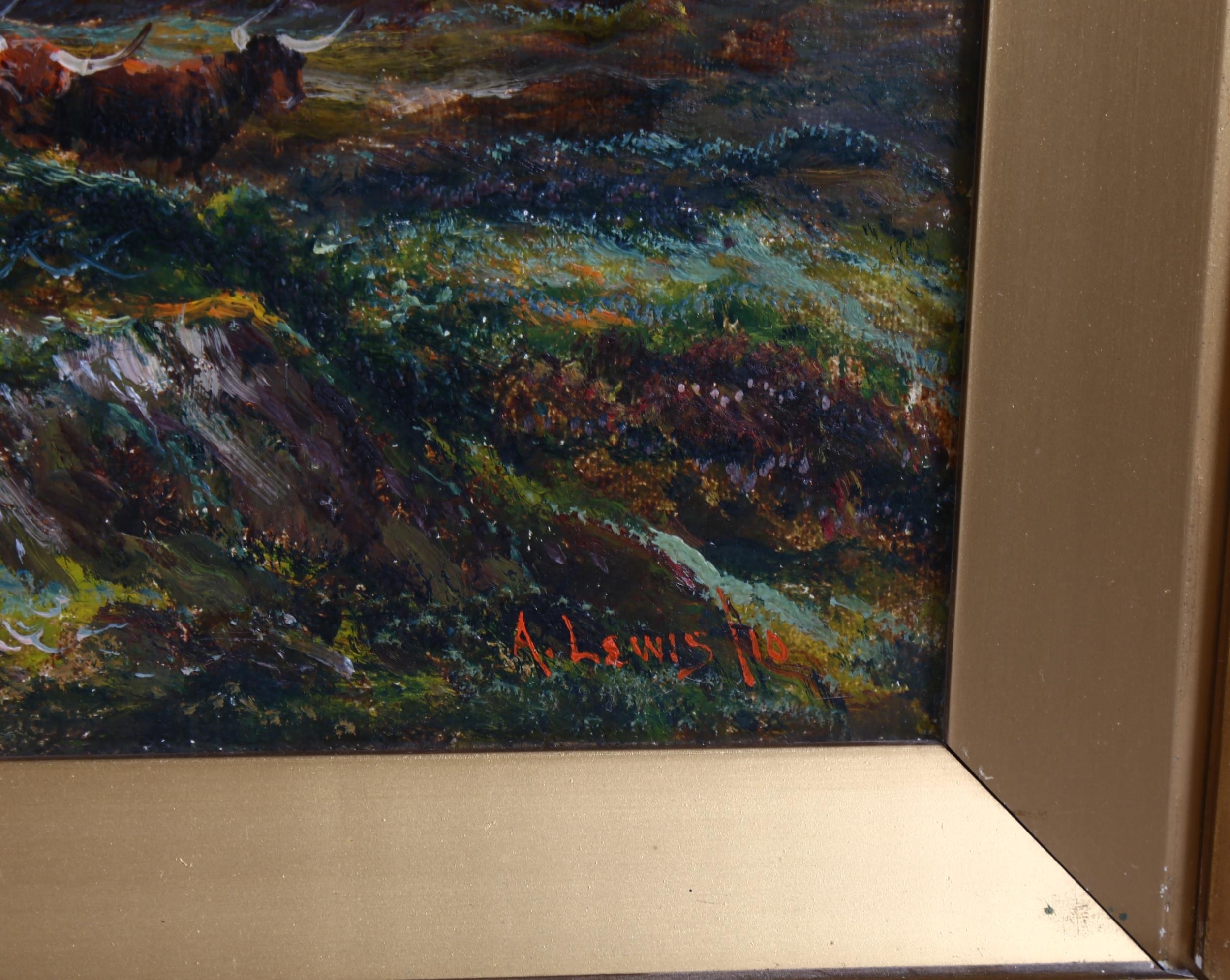 A. Lewis | Highland cattle in landscape | MutualArt