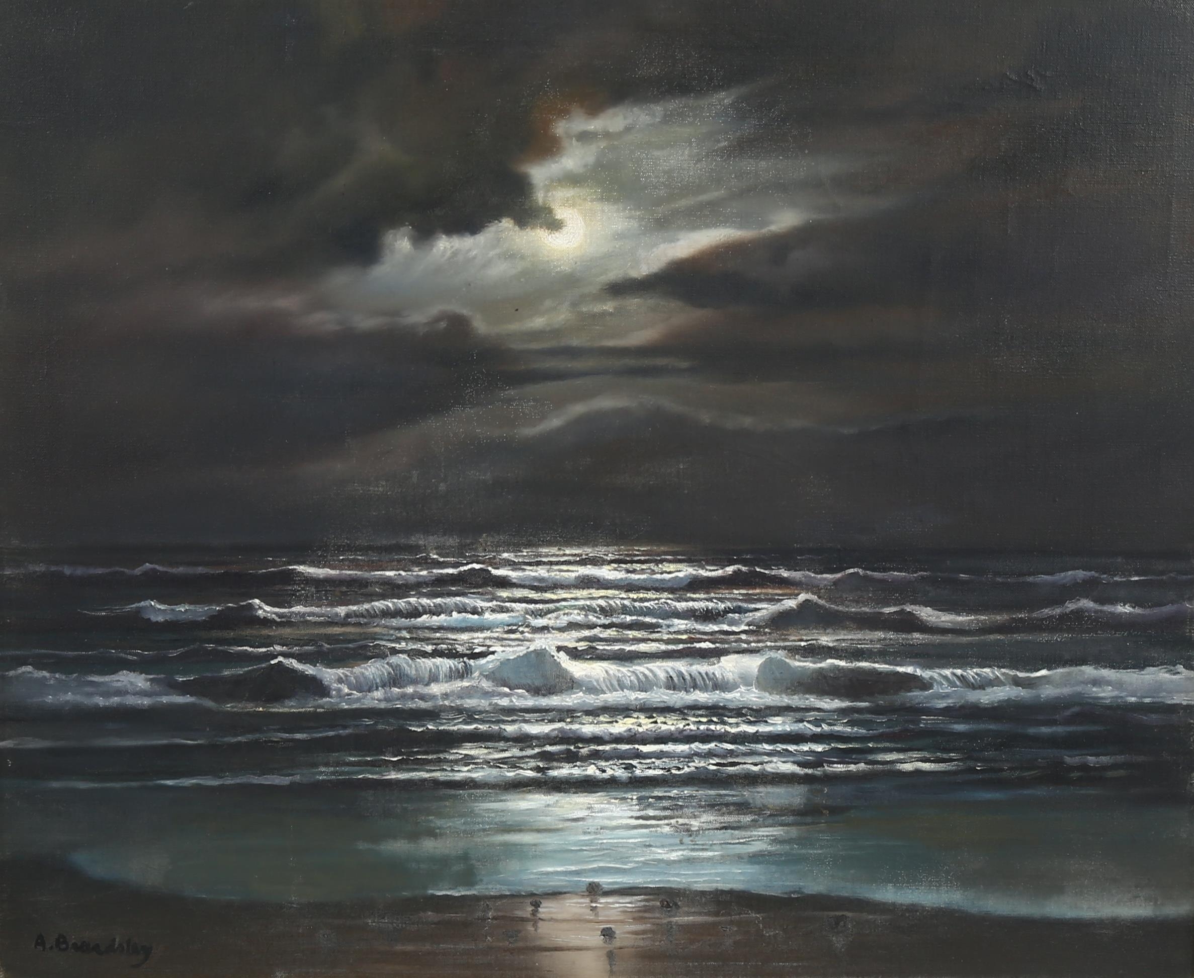 Arnold Beardsley | moonlit shore scene | MutualArt