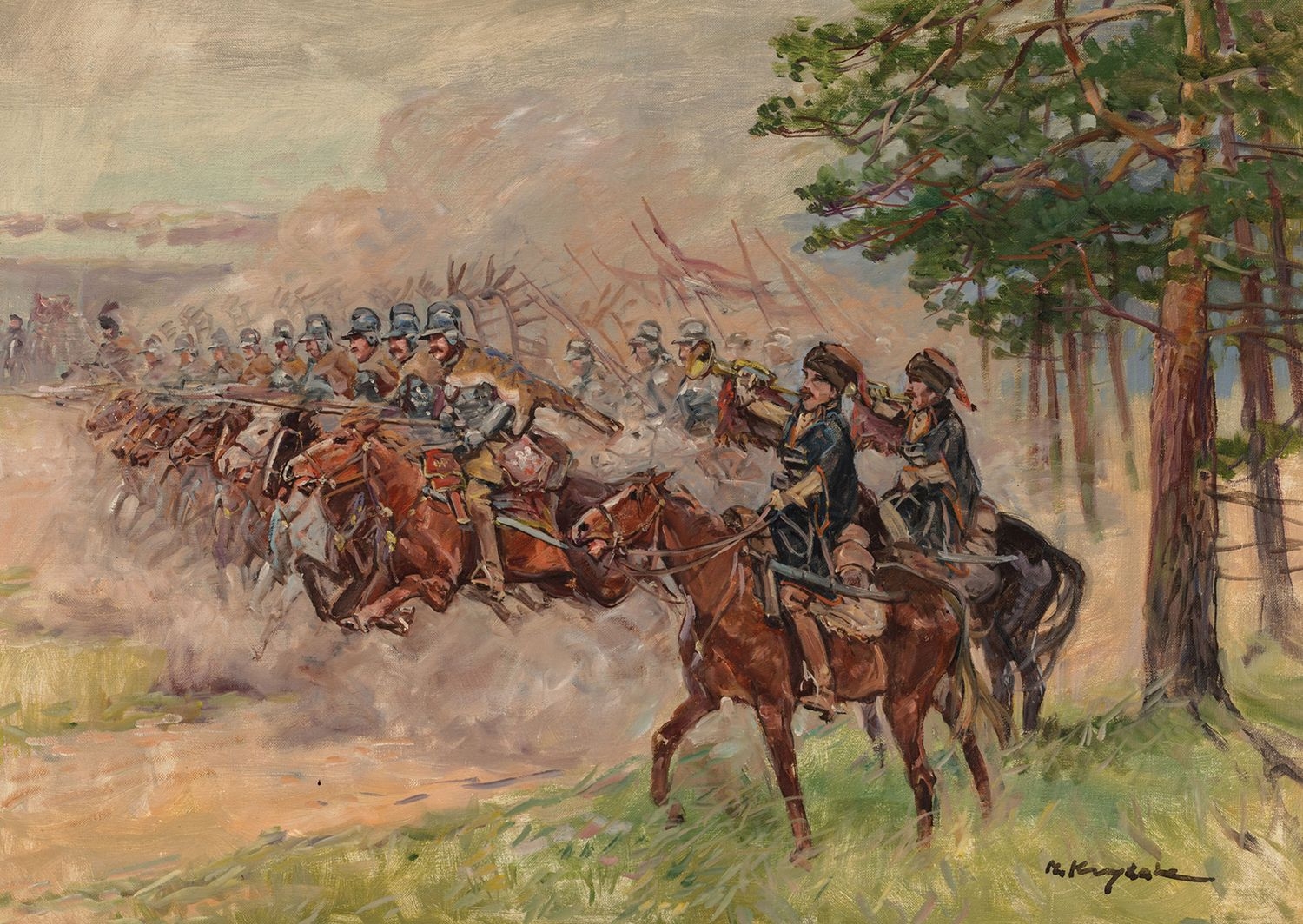 Mieczysław Krzyżak | SZARŻA HUSARII | MutualArt