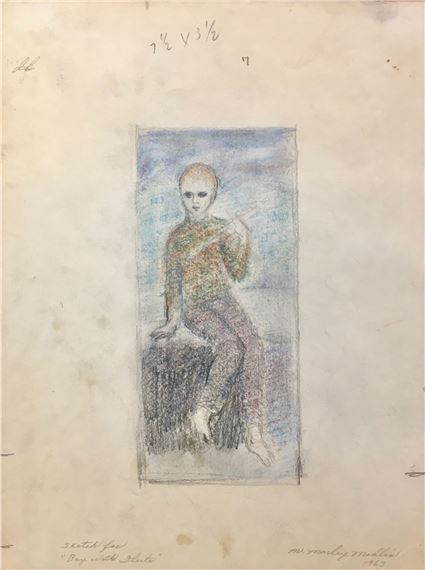 Margaret Modlin | Boceto Nelson con la flauta… | MutualArt