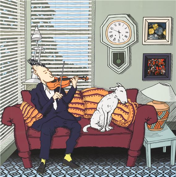 Patrick McCarthy | Man Fiddling with a Dog | MutualArt