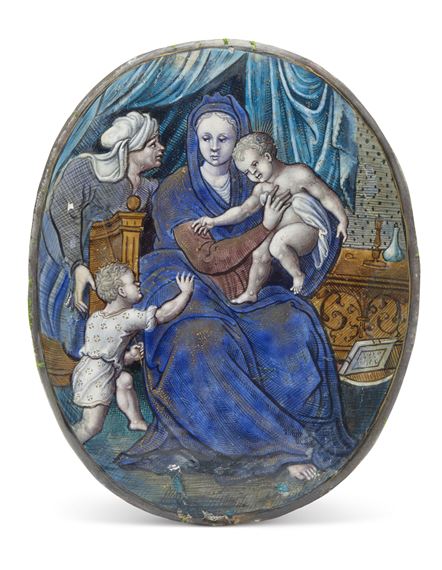 Pierre Reymond | GRAND MÉDAILLON REPRÉSENTANT LA VIERGE À L'ENFANT ...