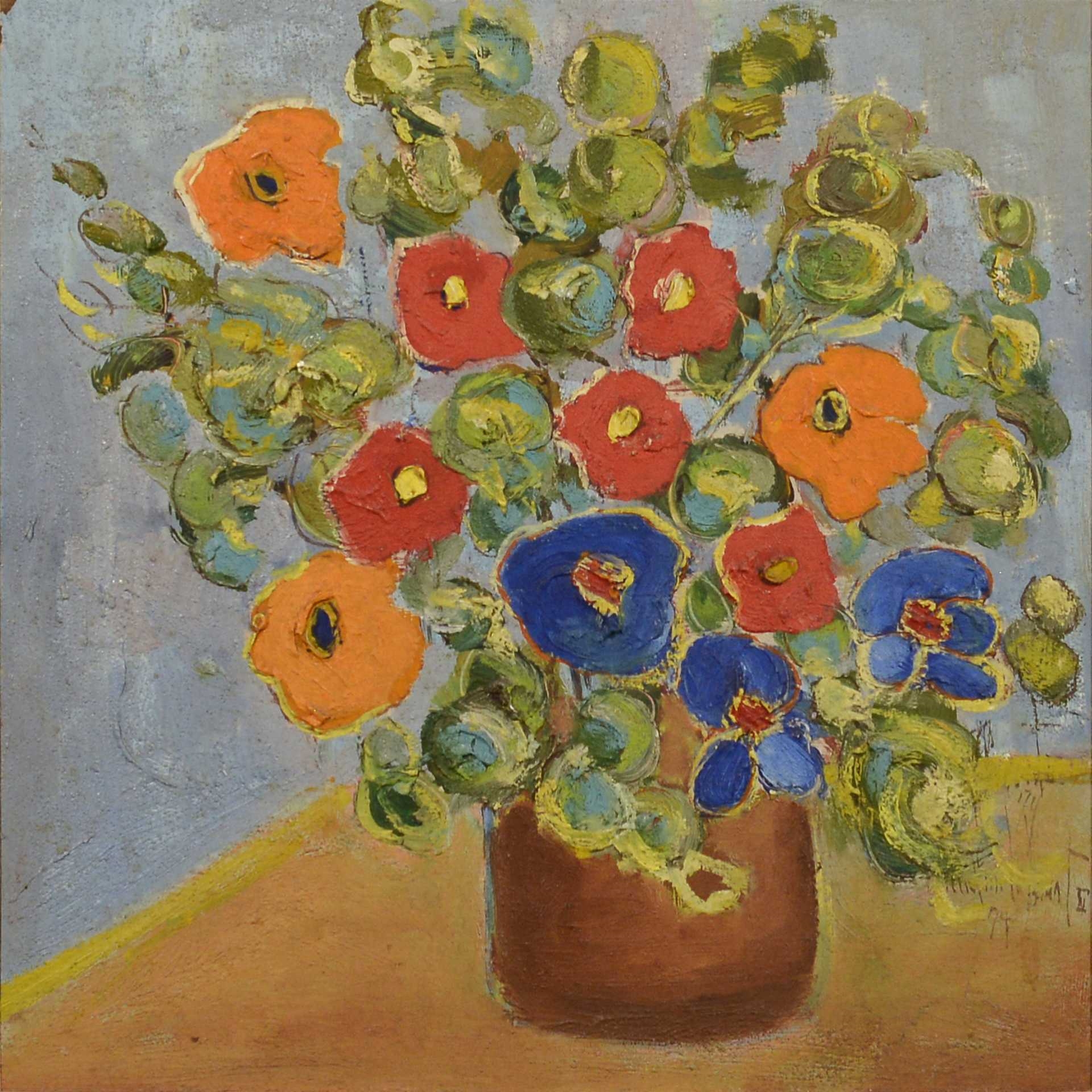 Paul-Émile Genest | Bouquet de fleurs Huile sur carton, signée en bas à ...