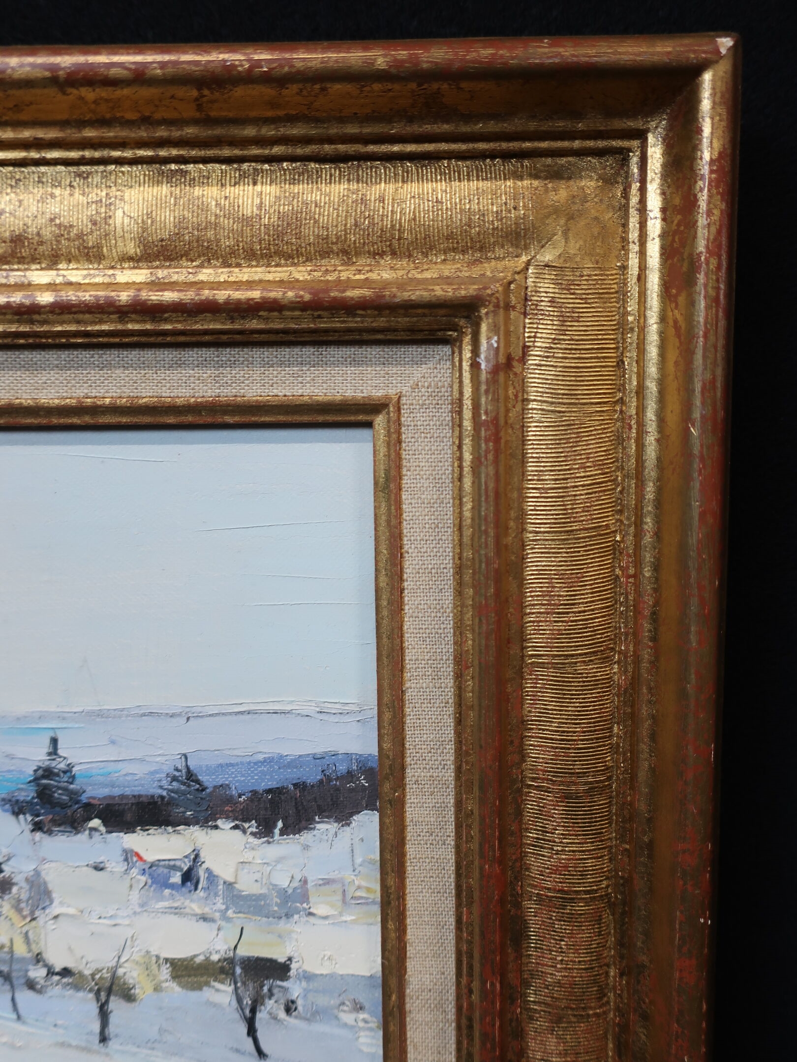 Gustave Fraas | 0). Neige en Alsace. huile sur toile signé. 33 x 40 cm ...