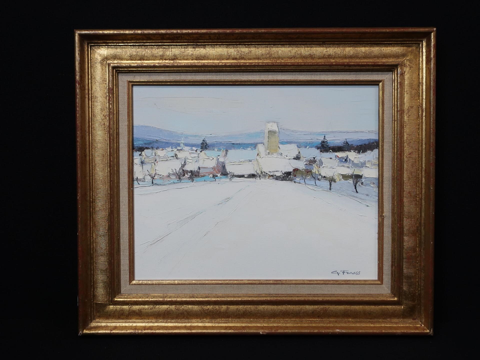 Gustave Fraas | 0). Neige en Alsace. huile sur toile signé. 33 x 40 cm ...