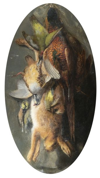 Anthelme-Eugene Grobon | Trophy with rabbit; trophy with poultry ...