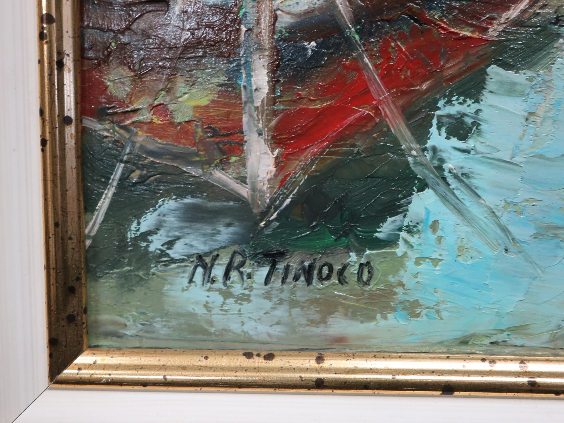 Maria Tinoco | TINOCO Maria : Un quai au nord. H.s.T. signée | MutualArt