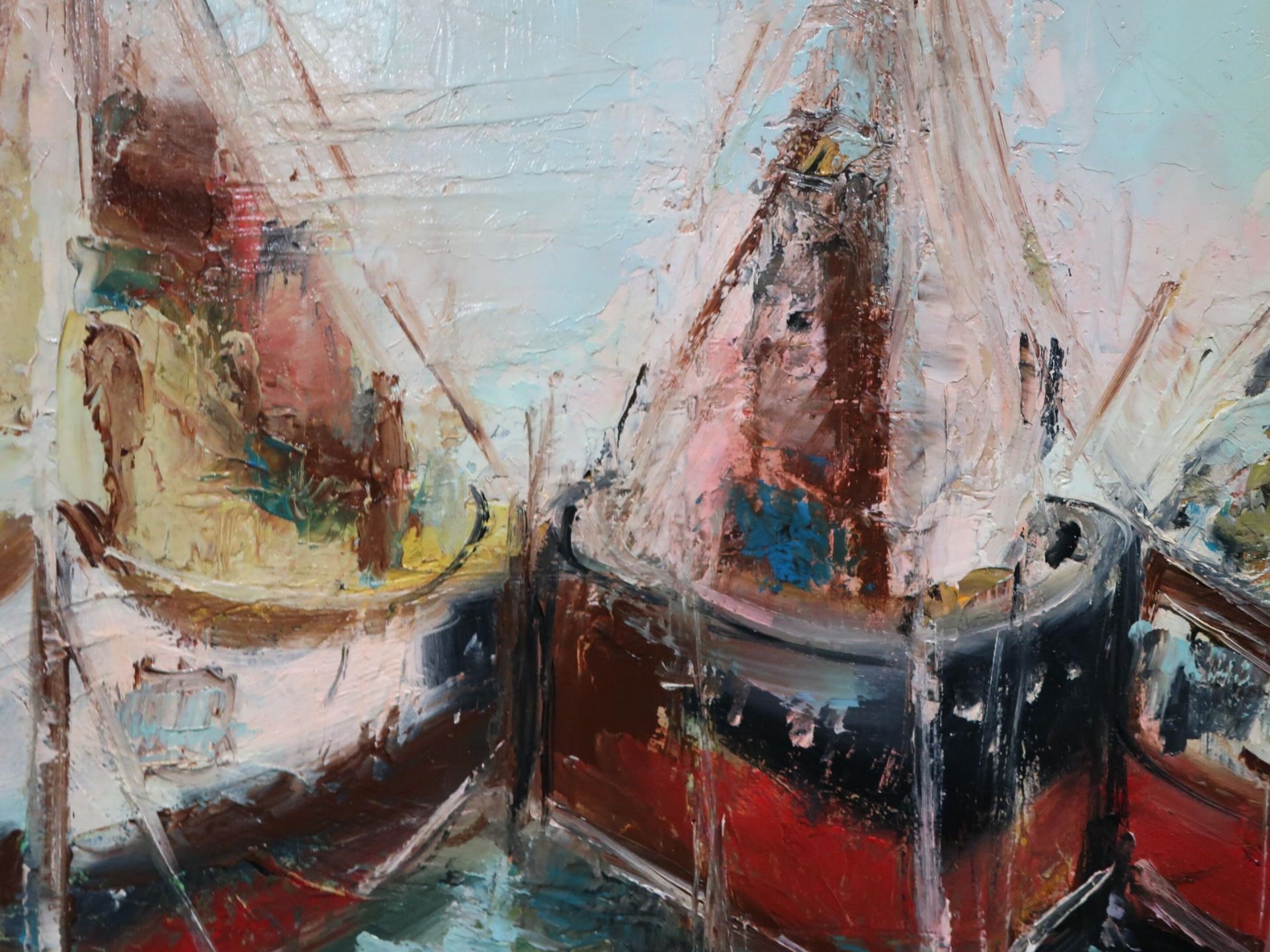 Maria Tinoco | TINOCO Maria : Un quai au nord. H.s.T. signée | MutualArt