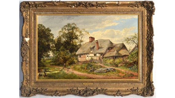 David Bates | Rural Idyll with Thatched Cottage (1871) | MutualArt