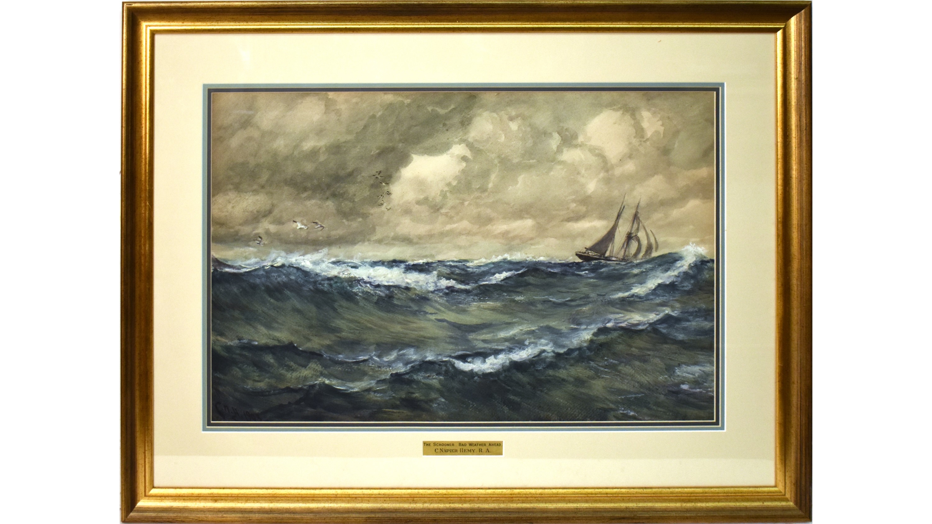Charles Napier Hemy | The Schooner - Bad Weather Ahead | MutualArt