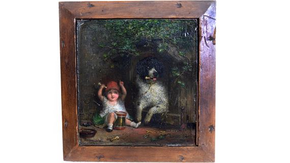 Joseph Henry Sharp | The Dog House Drum Band; depicting a toddler and ...