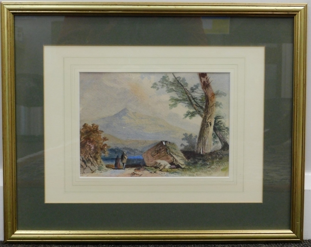 Henry Bright | Attributed to Henry Bright. Figure on a path before tree ...