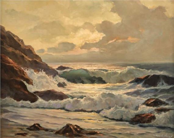 William Columbus Ehrig | waves at sunset | MutualArt