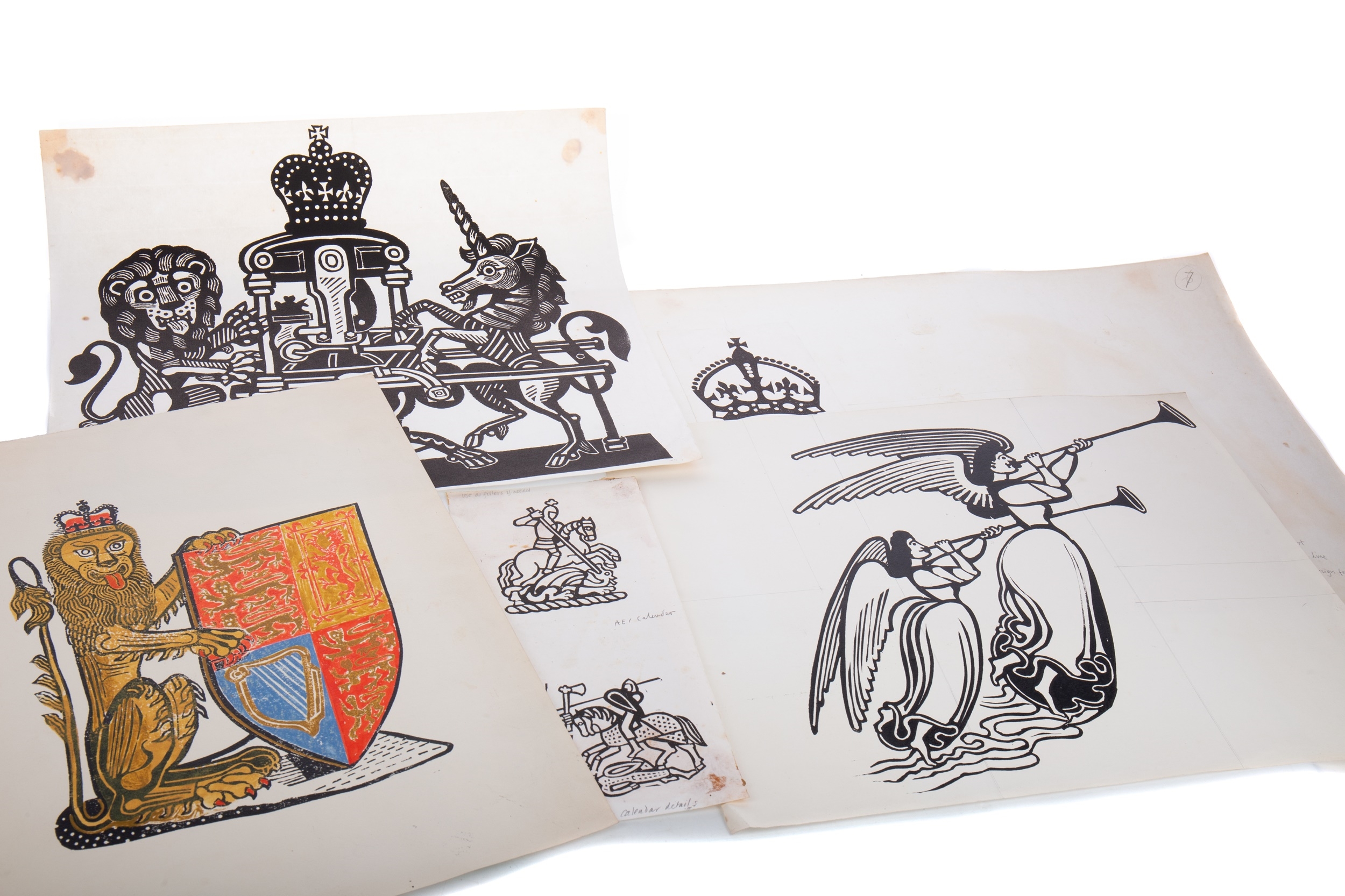 Edward Bawden | GROUP OF HERALDIC DESIGN LINOCUTS | MutualArt