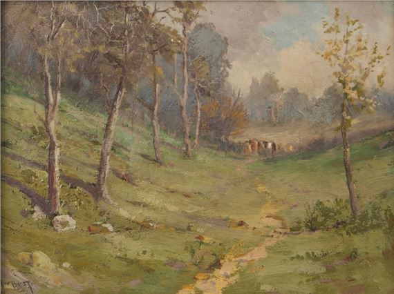 Arthur William Best | Spring California Landskap med kor. Signerad ...
